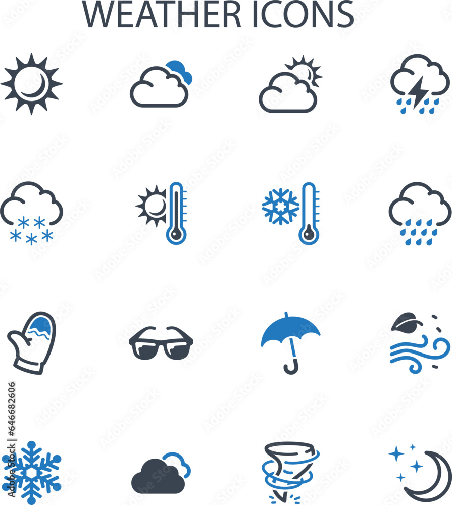 Weather icons, Weather illustrations, Meteorology symbols, Weather ...