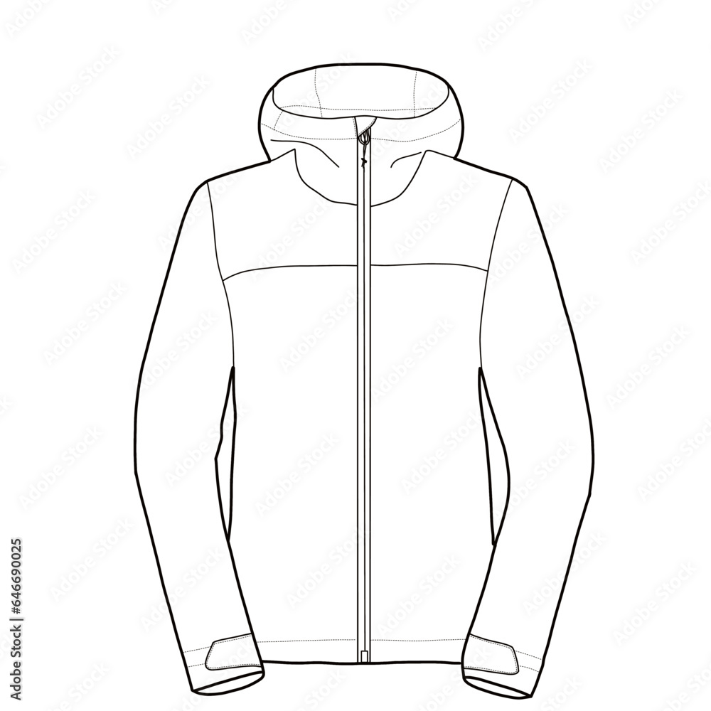 Unisex waterproof jacket technical fashion illustration drawing ...