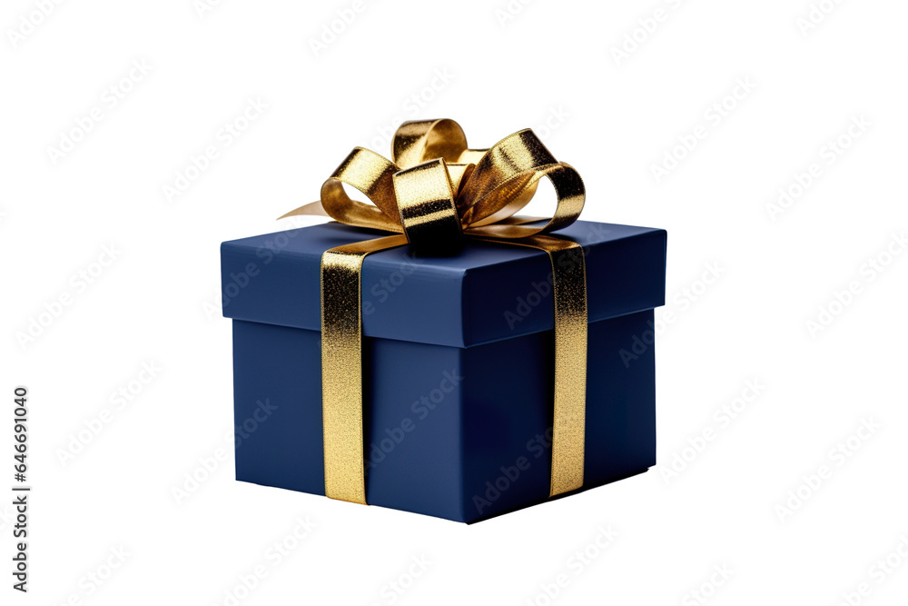 Dark Blue Christmas gift box, Dark Blue and gold gift box isolated PNG ...