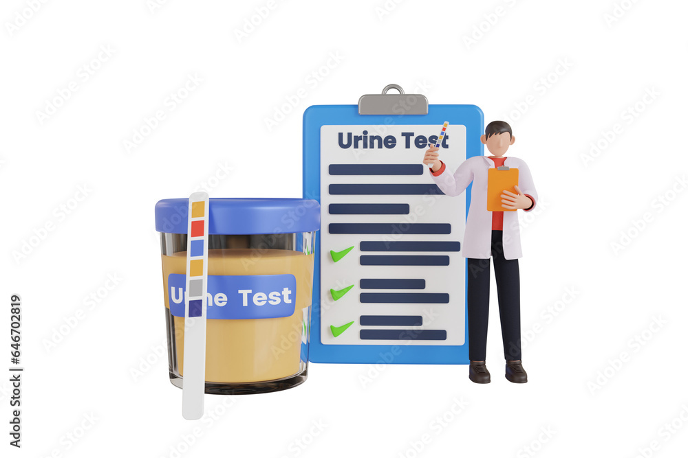 3d illustration of urine test for medical and healthcare. Urine test ...
