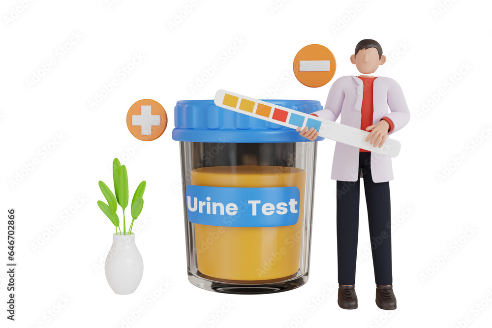 3d illustration of urine test for medical and healthcare. Urine test ...