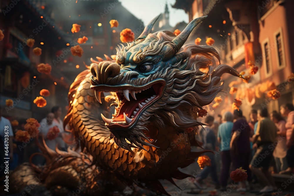 Dragon Dance: Vibrant dragon dancers parade through the streets ...