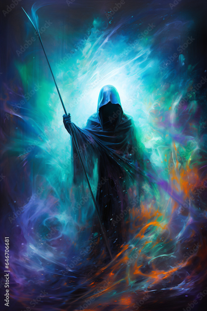 Ethereal Death Figure with Illuminated Scythe - Blurred Emotions in ...