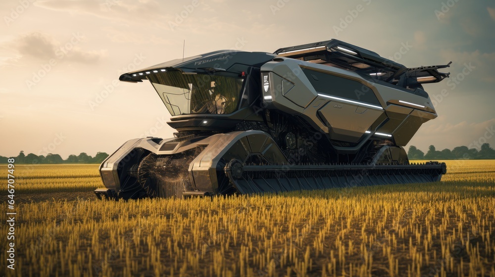 Rice harvester of the future, driverless, satellite navigation system ...