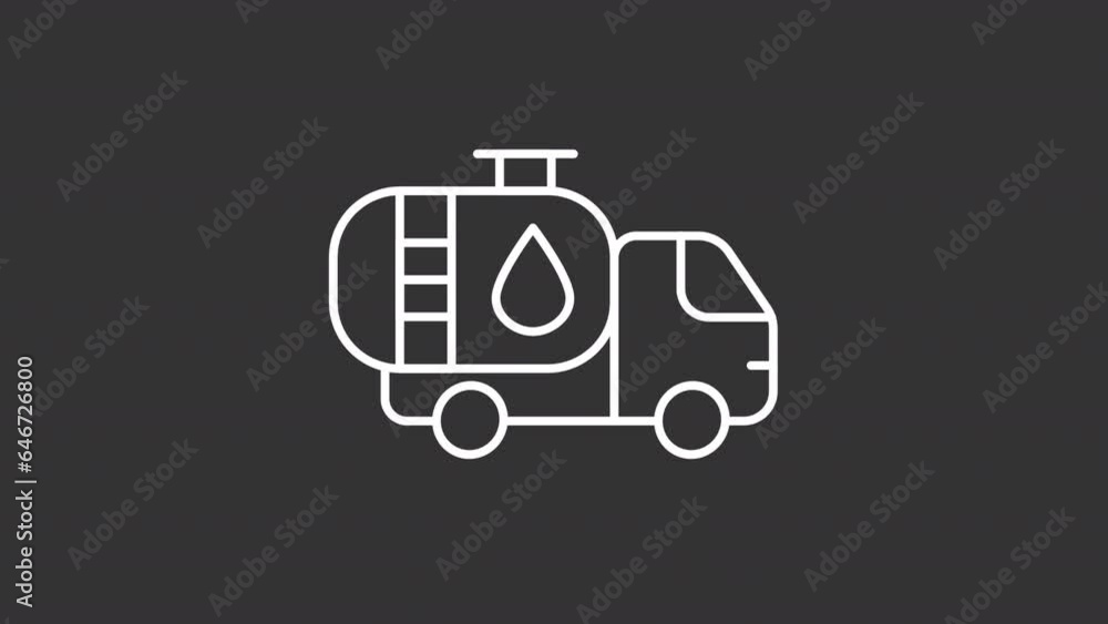White thin line animation of fuel tank truck, HD video with transparent ...