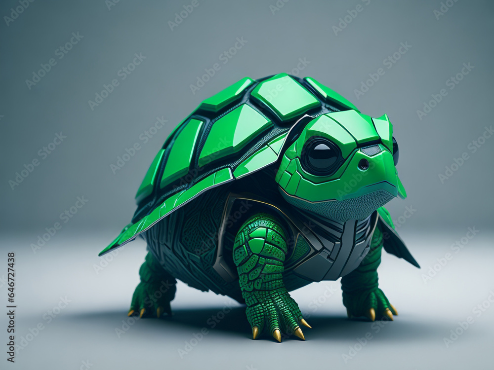 futuristic turtle wearing an green cyberpunk armor Stock Illustration ...