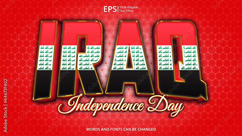 iraq editable text effect with iraq flag pattern concept design vector ...