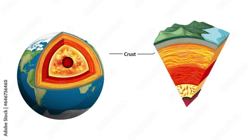 Infographic study on the structure of the Earth, including the crust ...