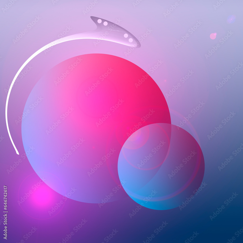 fantasy scene of spaceship in conceptual outer space sky. 3d illusion ...