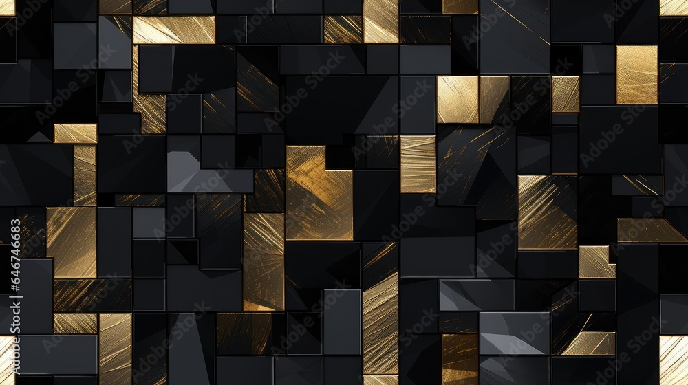 Game black and gold texture stones, rock wall seamless pattern. Cartoon ...