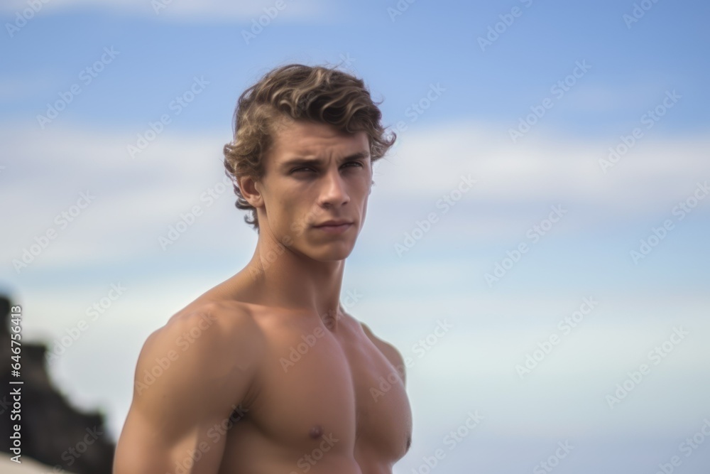 Portrait of a Fictional Handsome Muscular Nordic Male Model Topless at ...