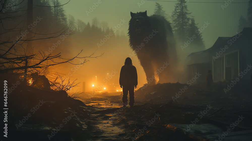 werewolf silhouette fear horror in the forest ghoul ancient horror ...
