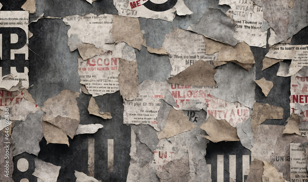 Abstract background from torn paper. Collage of scraps of newspapers ...