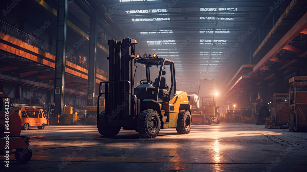 A forklift lifting in industrial plant. Generative Ai Stock Photo ...