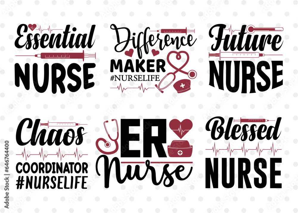 Nurse Bundle Vol-10, Blessed Nurse Svg, Essential Nurse Svg, Future ...