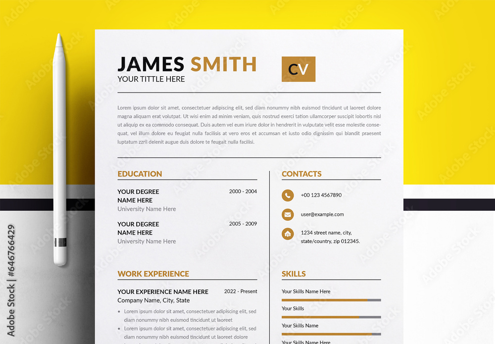 Interview Resume Design Stock Template | Adobe Stock