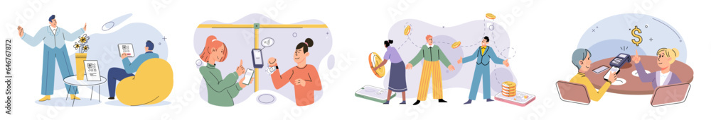 Cashless payment. Vector illustration. Cashless transactions cbe done ...