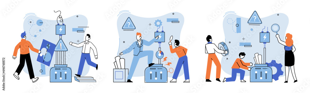 Vetor de Team solving complex problems. Teamwork vector illustration ...