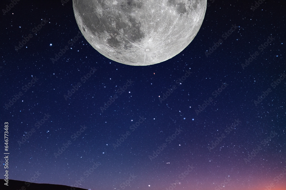 Full beaver moon. Super full moon with dark background. Madrid, Spain ...