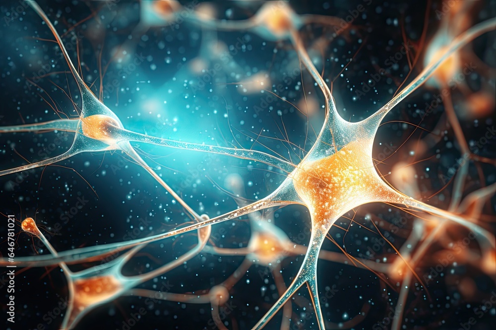 Neuron Cells building a neural network. Neurons in the brain Stock ...