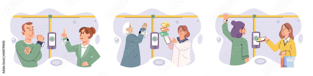 Cashless payment. Vector illustration. Contactless payment and ...