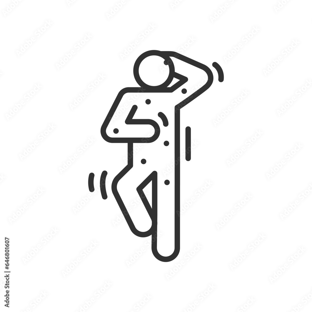 Skin irritation, linear icon. The person itches, spots on the skin ...