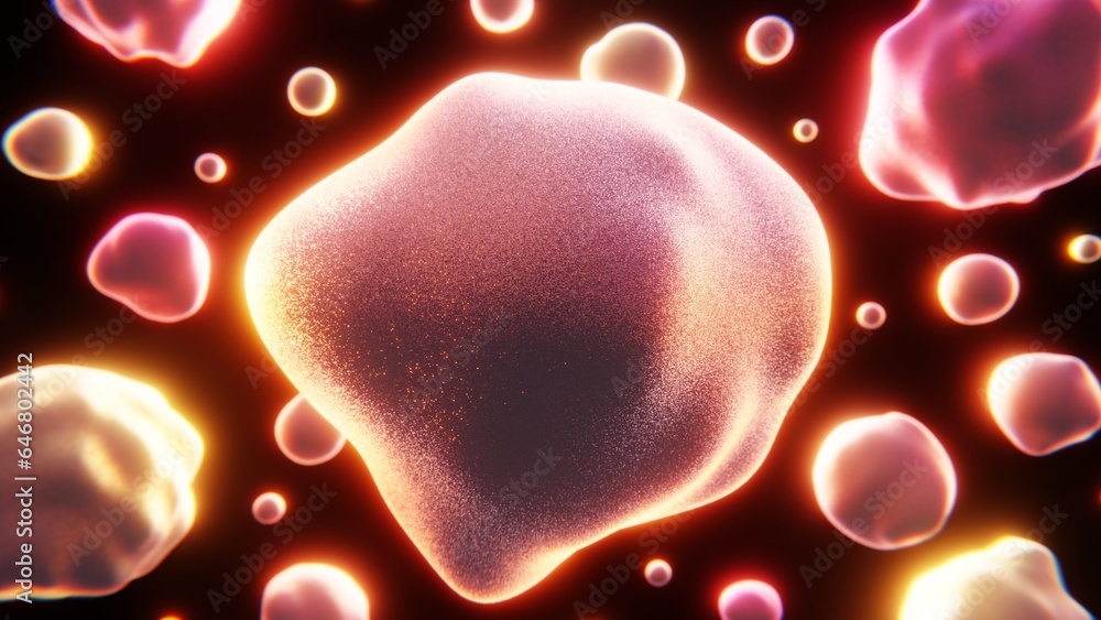 Abstract morphing shapes background. Metallic glitter texture. Sunset ...