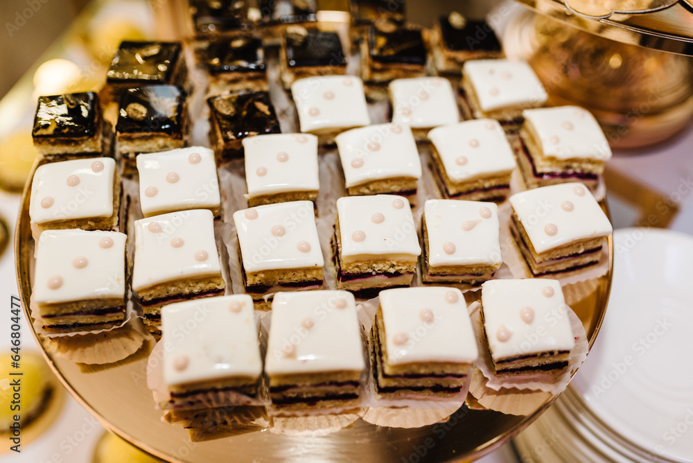Candy bar with dessert for celebrating birthday, baptism. Decorated ...