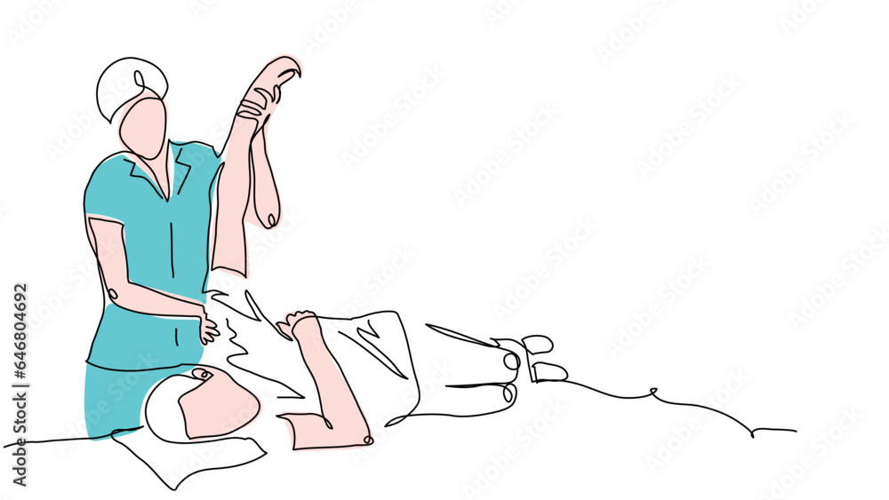 Rehabilitation therapy, massaging on a table. Physiotherapy treatment ...
