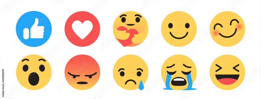 Vector Emoji Set with Different Reactions for Social Network Isolated ...