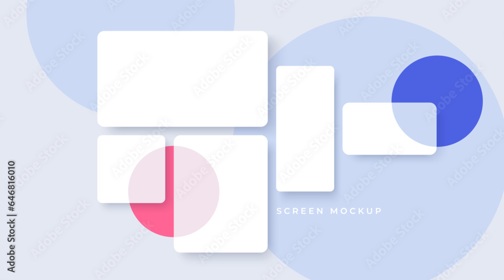 Blank geometric shapes of different sizes - laptop screen, mobile phone ...