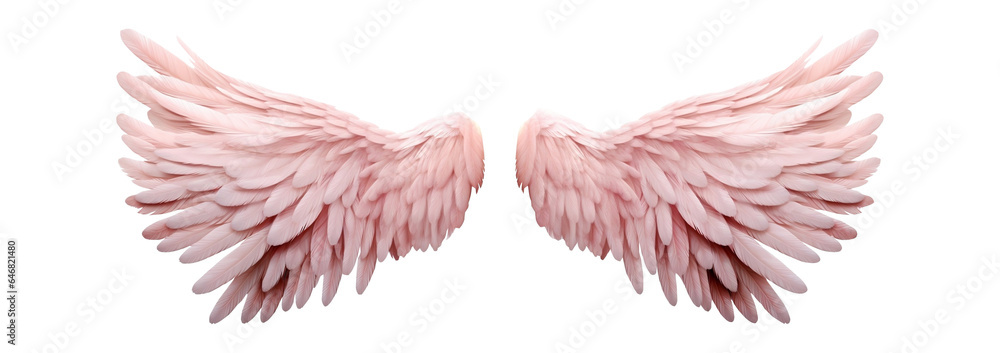 Pink Symmetrical angel Wings. Front view. Isolated on Transparent ...