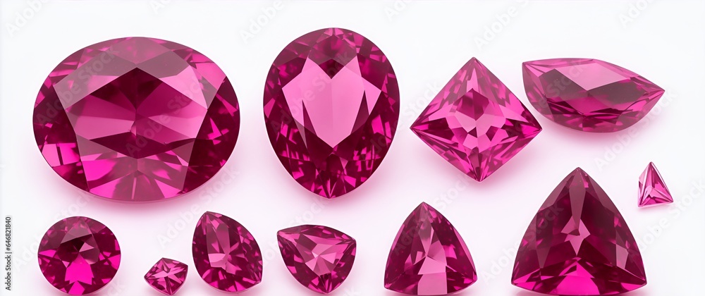 Collection of spinel gemstones, isolated objects, non overlapping from ...