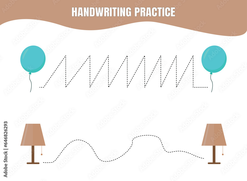 Vetor de Handwriting practice for kids. Tracing lines activity ...