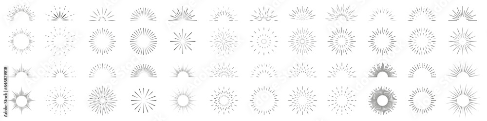 Sun rays icon, shine and burst line Stock Vector | Adobe Stock