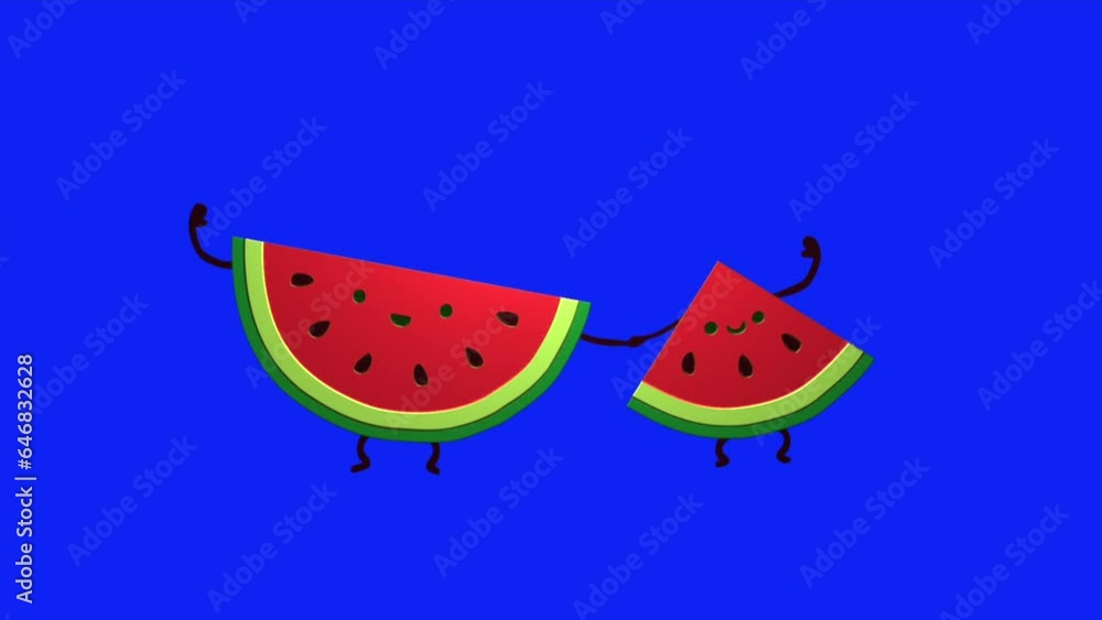 Vidéo Stock Animation loop video cartoon of a watermelon moving on blue ...