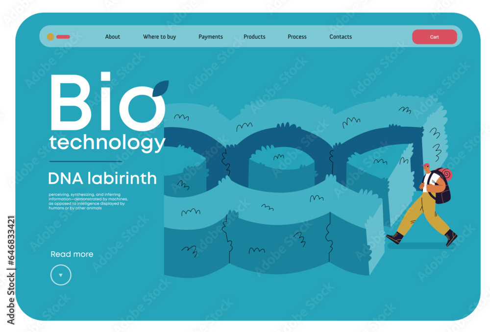 Bio Technology, DNA Labyrinth -modern flat vector concept illustration ...