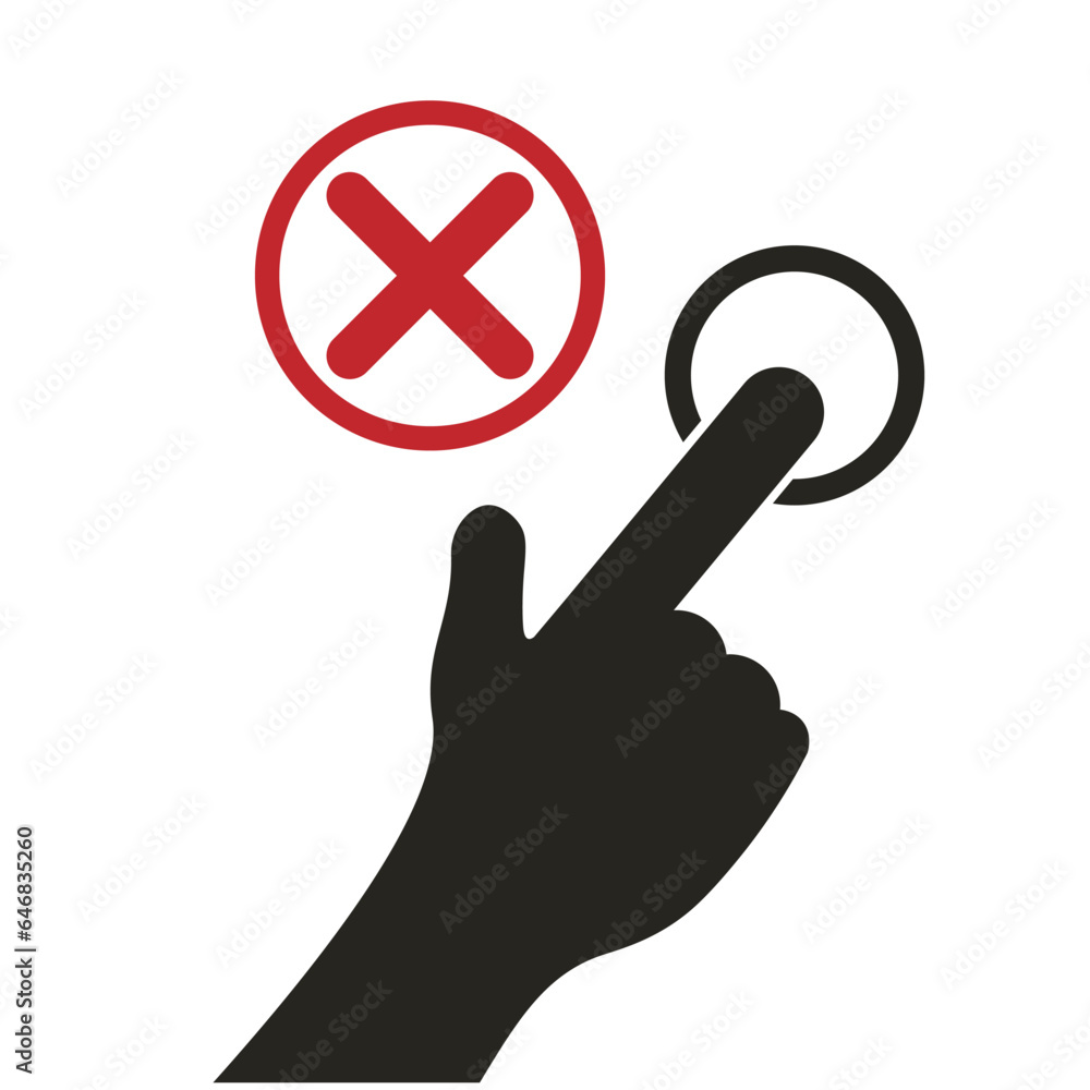 Isolated illustration of do not touch button, do not press switch or ...