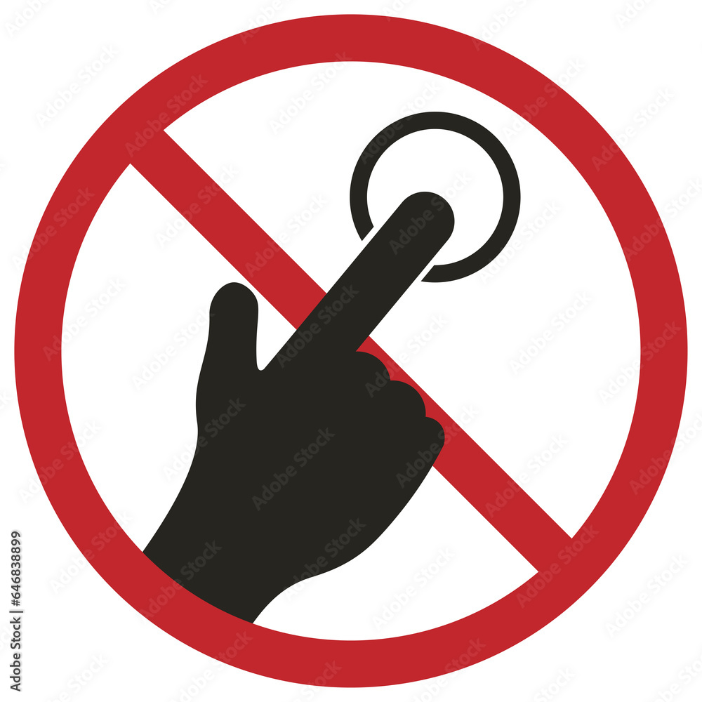 Isolated illustration of do not touch button, do not press switch or ...