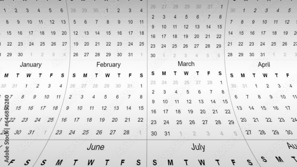 Months of the year rolling along simplistic element or looping ...