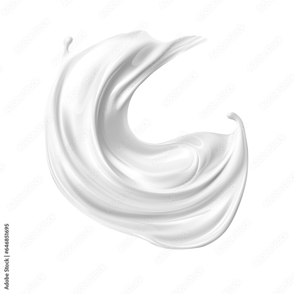 Texture of white cosmetic cream. A smear of lotion on a transparent ...