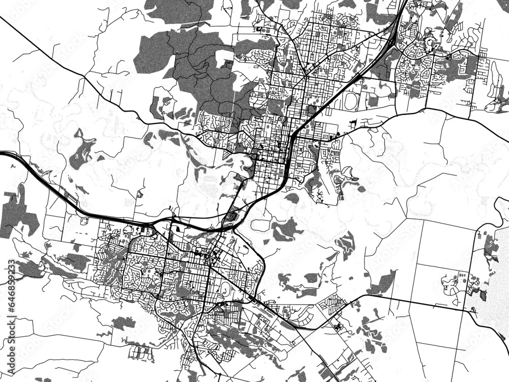 Greyscale vector city map of Albury–Wodonga in Australia with with ...