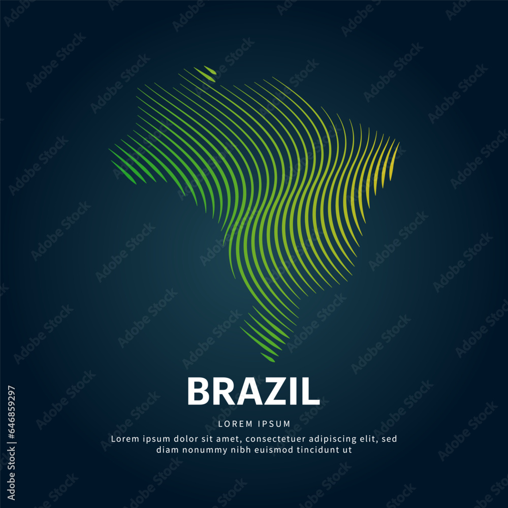 simple logo map of brazil Illustration in a linear style. Abstract line ...