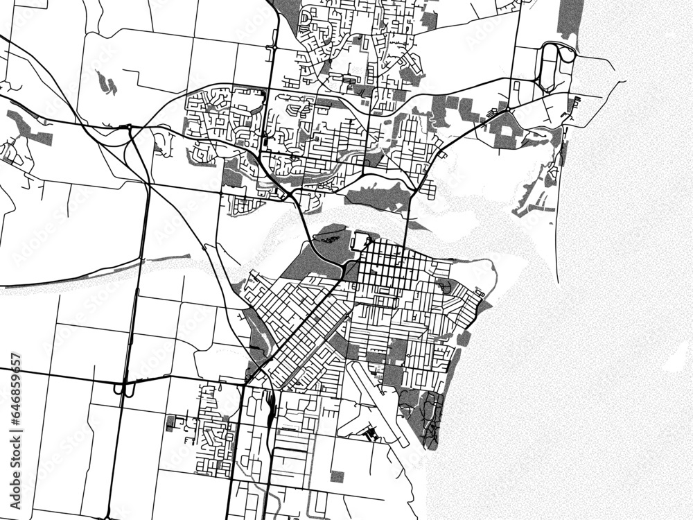 Greyscale vector city map of Mackay in Australia with with water ...