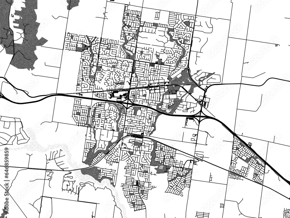 Greyscale vector city map of Melton in Australia with with water ...
