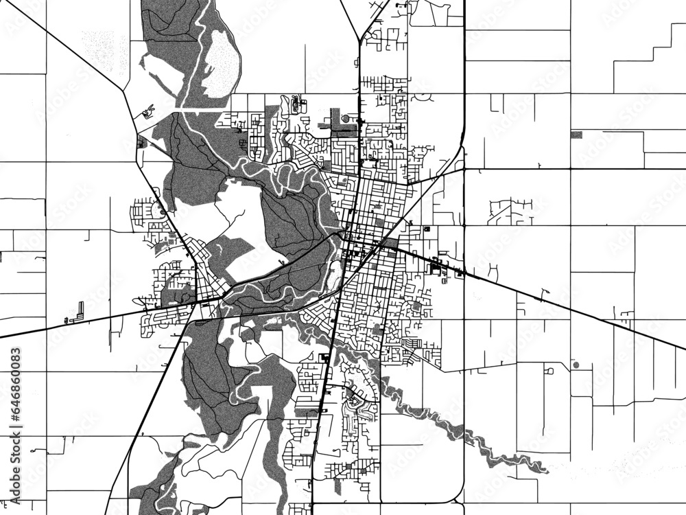 Greyscale vector city map of Shepparton in Australia with with water ...