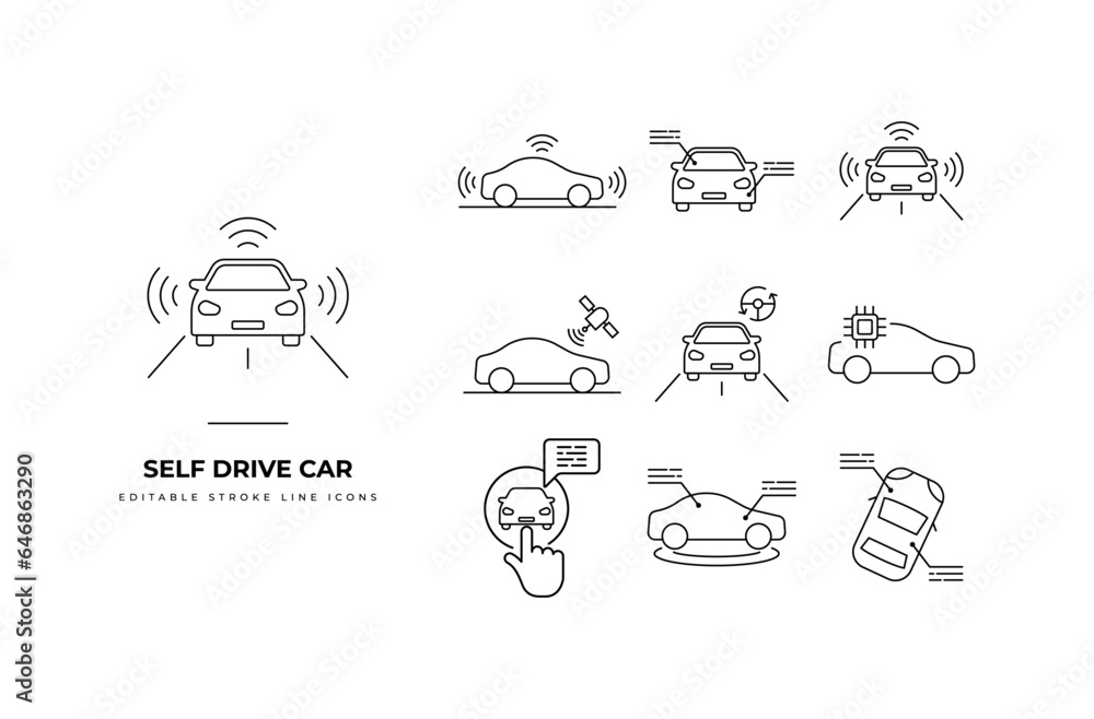 Vetor de Autonomous self-driving car icon with Ai do Stock | Adobe Stock