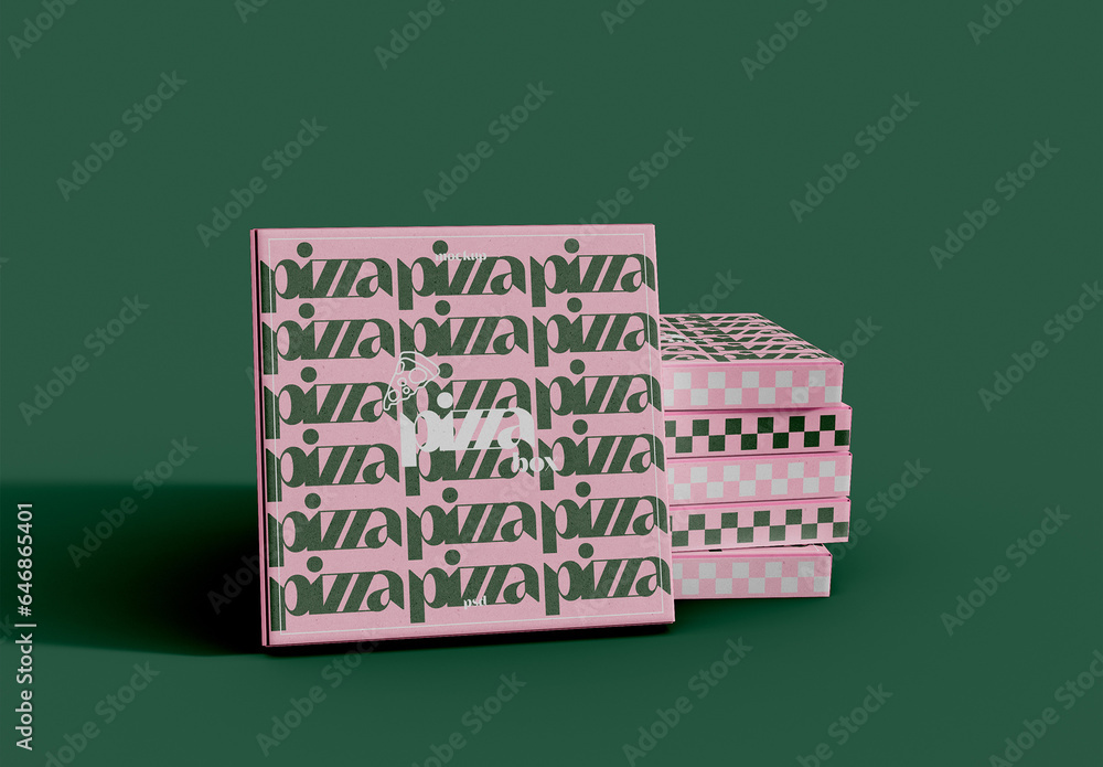 Stacked Pizza Boxes Mockup Stock Template | Adobe Stock