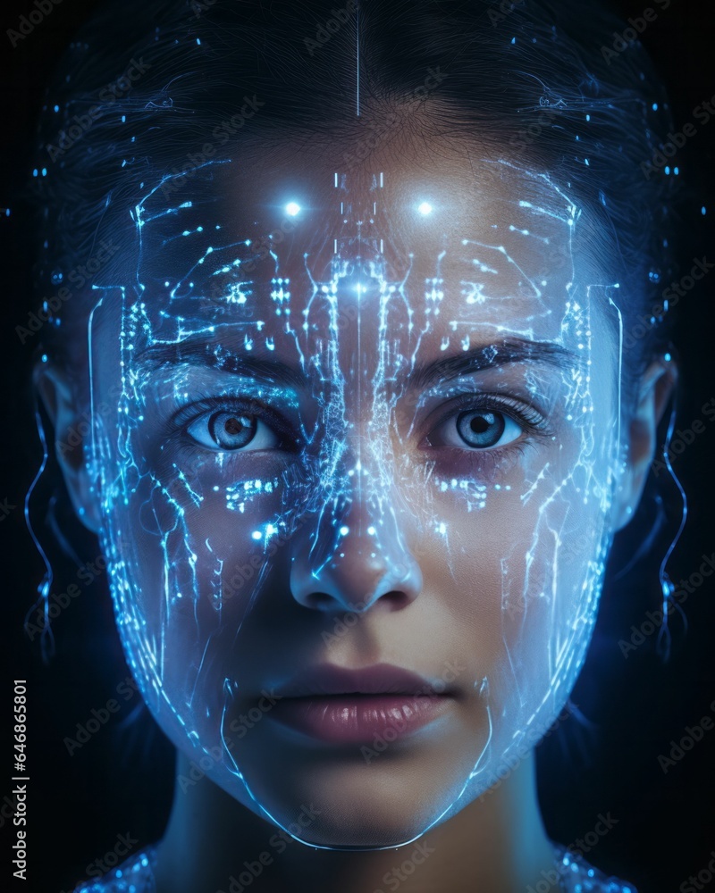 AI generated illustration of a human figure illuminated by a series of ...