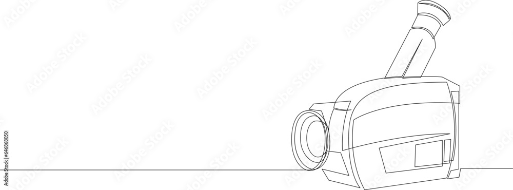 Retro camcorder one continuous line drawing. Cassette tape video camera ...
